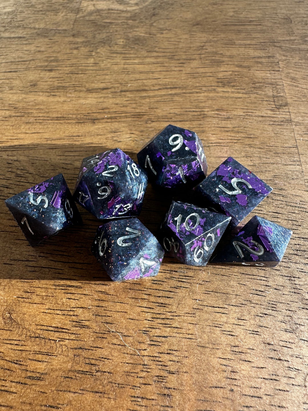 Meteorite DND Dice Set | Handmade 7 Piece Polyhedral Resin Sharp Edge ...