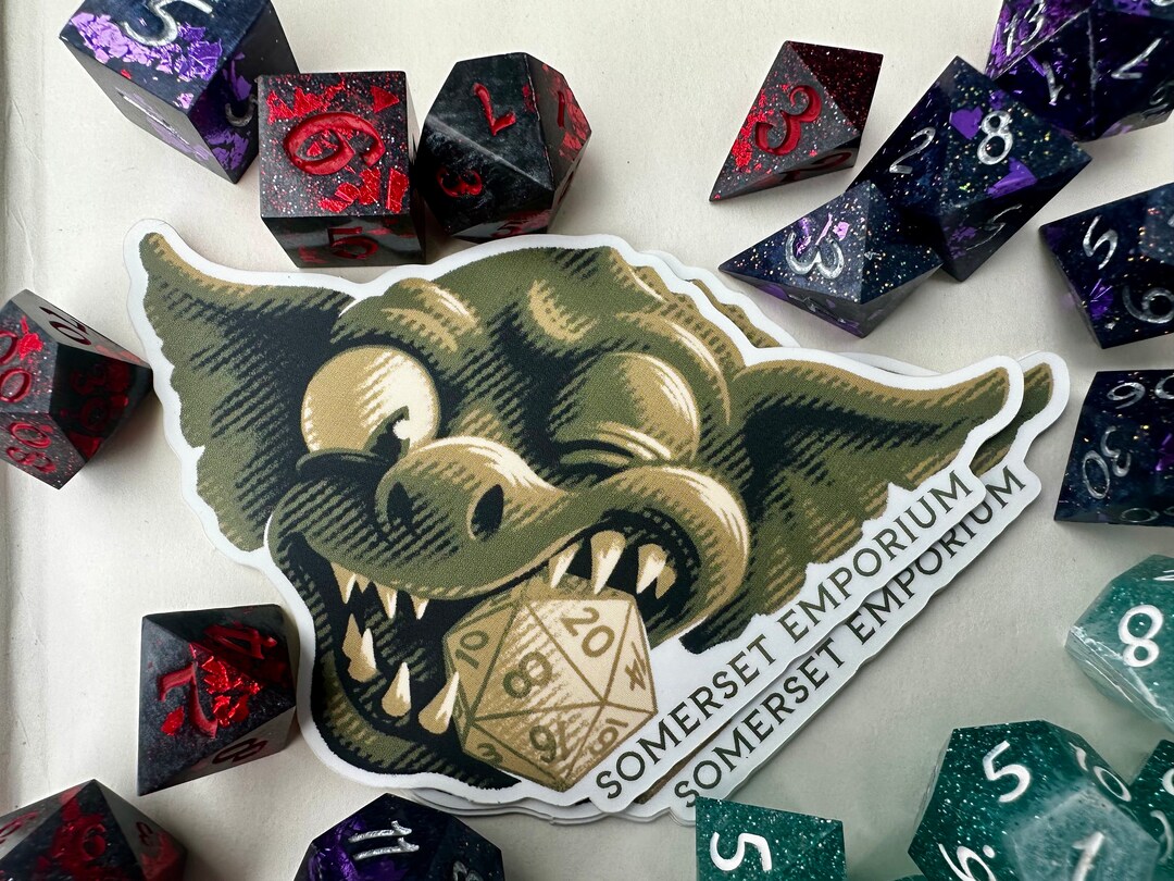Goblin Core Vinyl Sticker | Goblin With a D20 in It's Mouth Vinyl ...