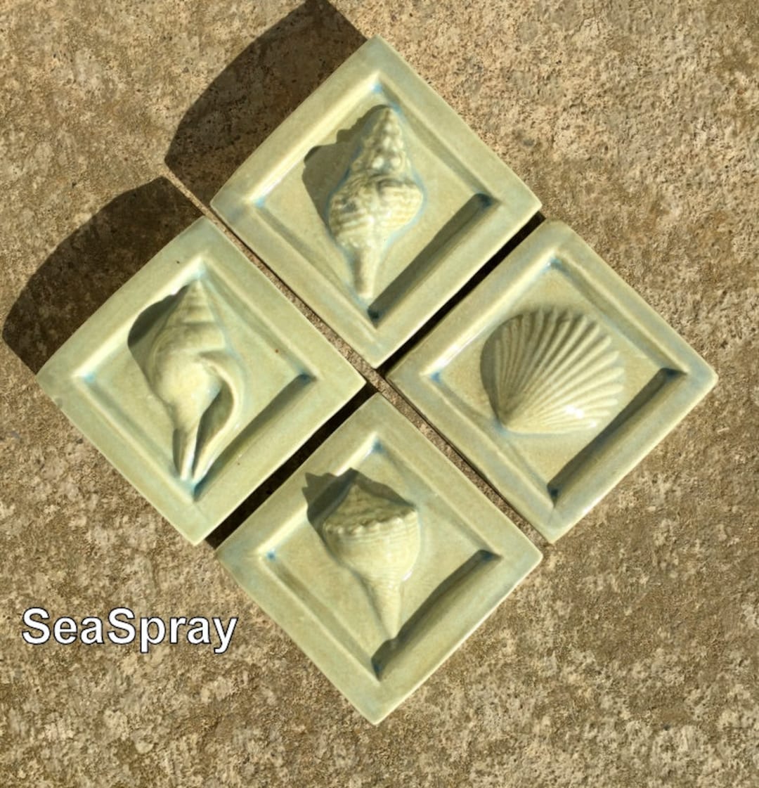 CLEARANCE SALE --2x2 Seashore Tile in Sets of 4 in Seaspray Glaze - Etsy