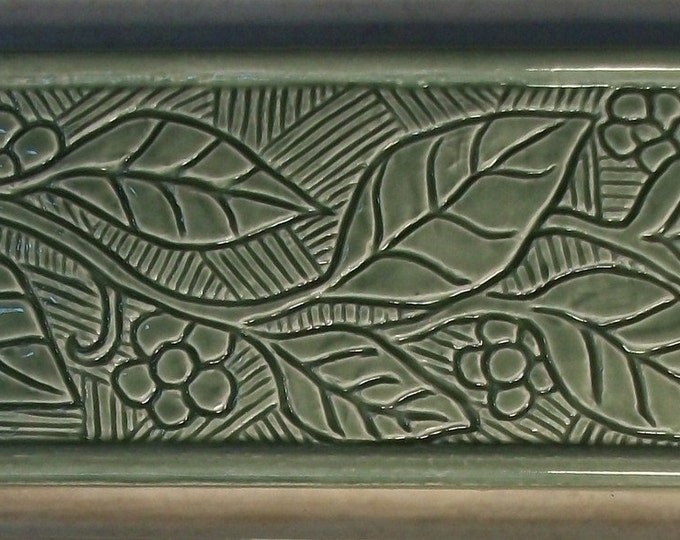 Ceramic 3x6 Border Tile -- Incised Flowering Vine Design -- MADE TO ...
