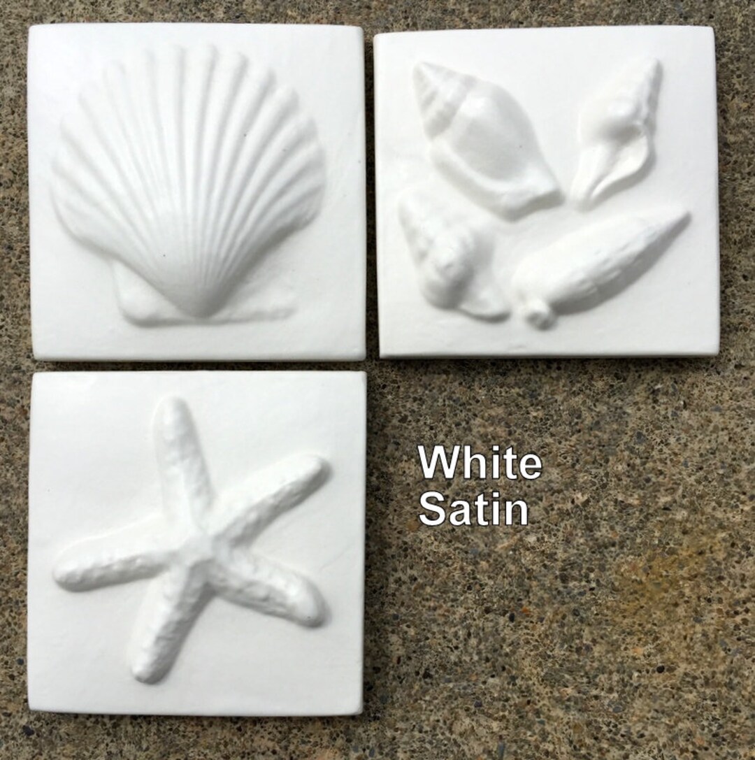 SALE -- Seashore Series 3x3 Tiles in White Satin Glaze, Nine Designs ...