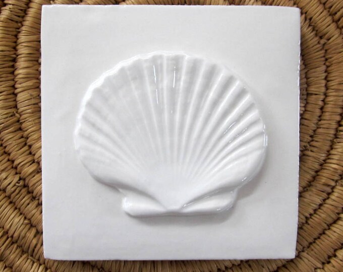 Ceramic Scallop Shell Tile 4x4 Seashore Tile, MADE TO ORDER, Custom ...