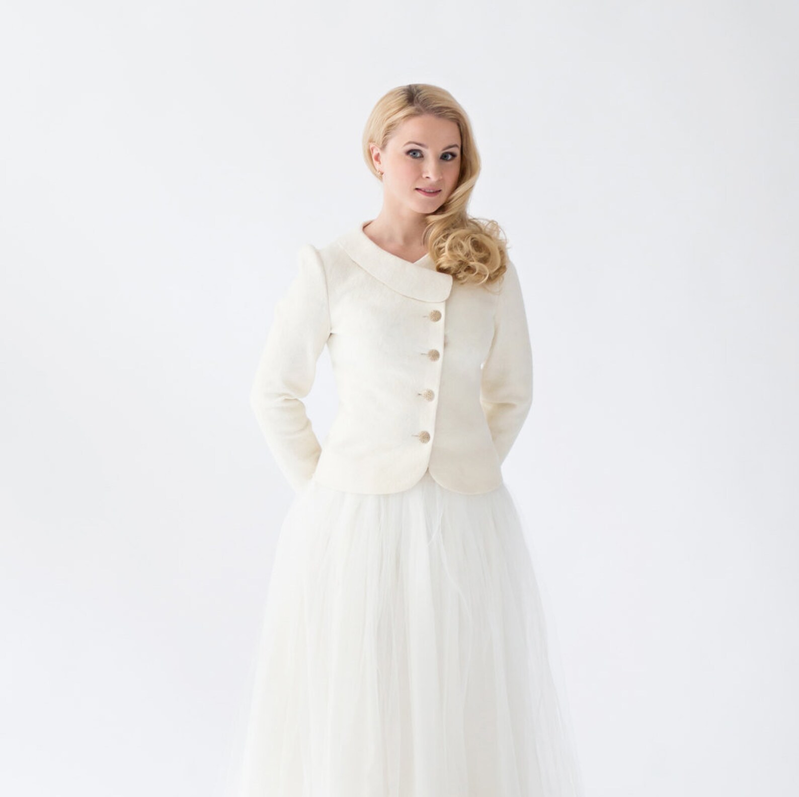 Ivory Wedding Jacket Asymmetrical Bridal Jacket Felted - Etsy