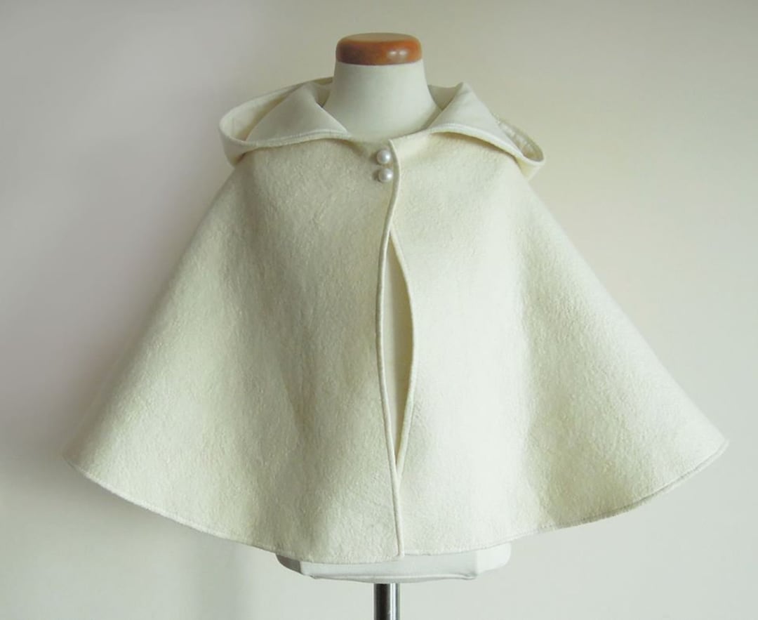 Bridal Cape With Hood, Felted Wool Cape, Hooded Bridal Capelet, Hooded ...