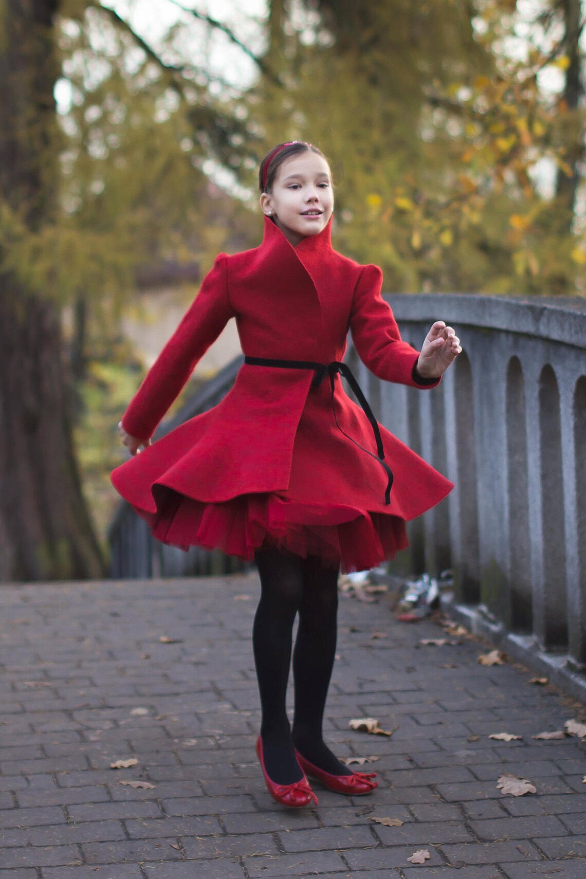 Red Wool Coat Girl Wool Coat Felted Wool Jacket Fit and - Etsy