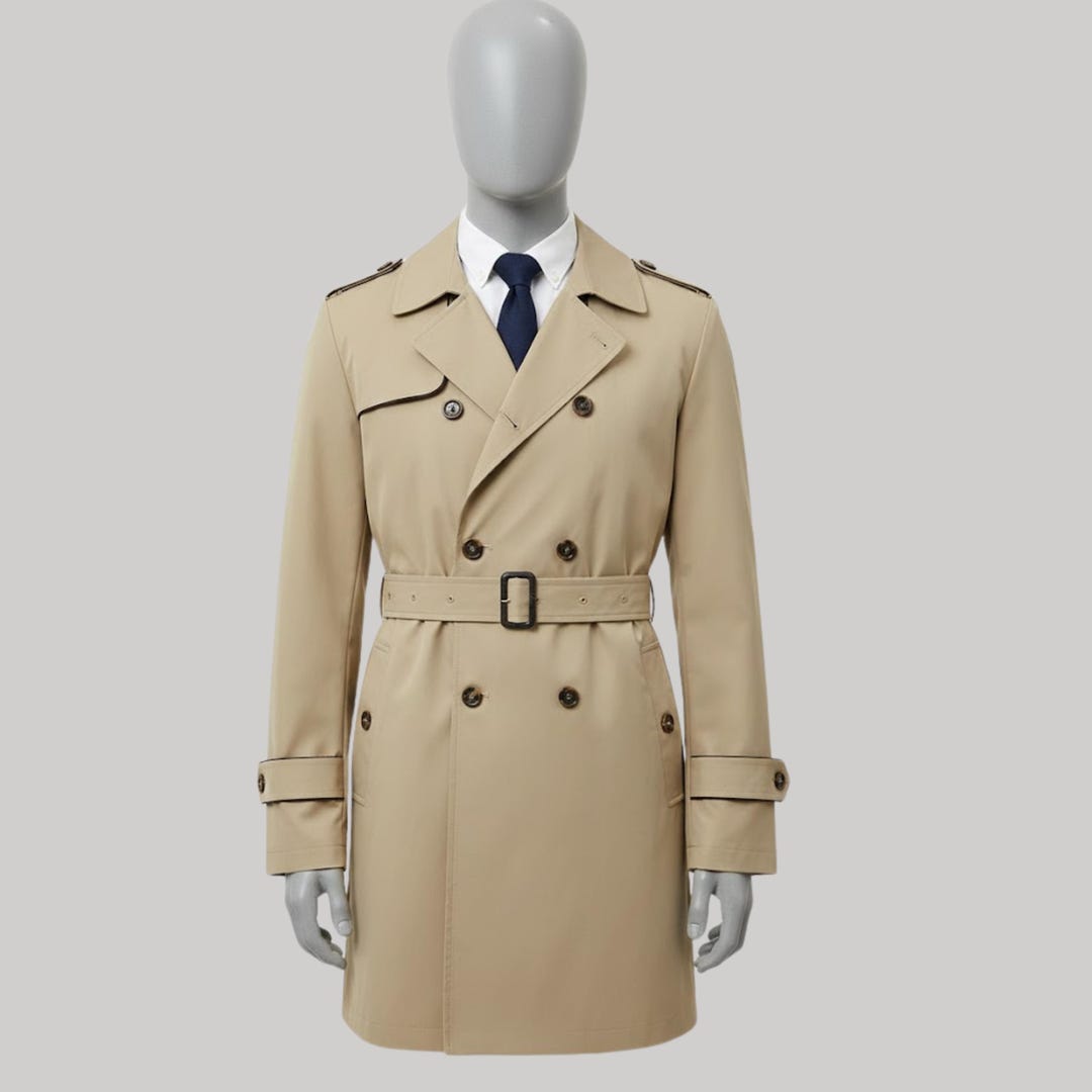 Men’s Slim Fit Double Breasted Trench Coat - Classic Military Style ...