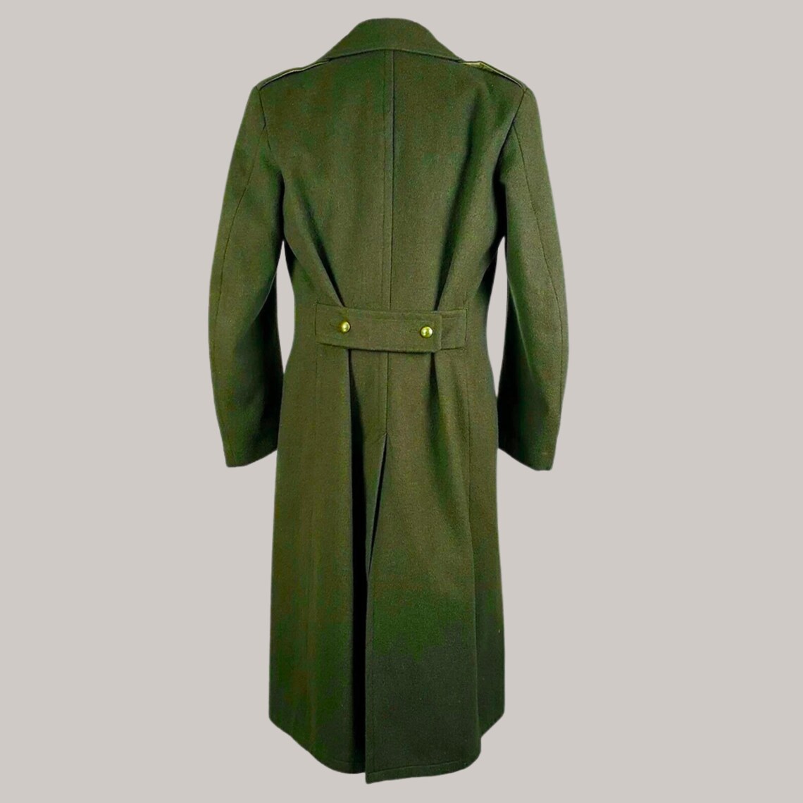 Men’s Olive Green Military Greatcoat | Full-length Double-breasted Wool ...