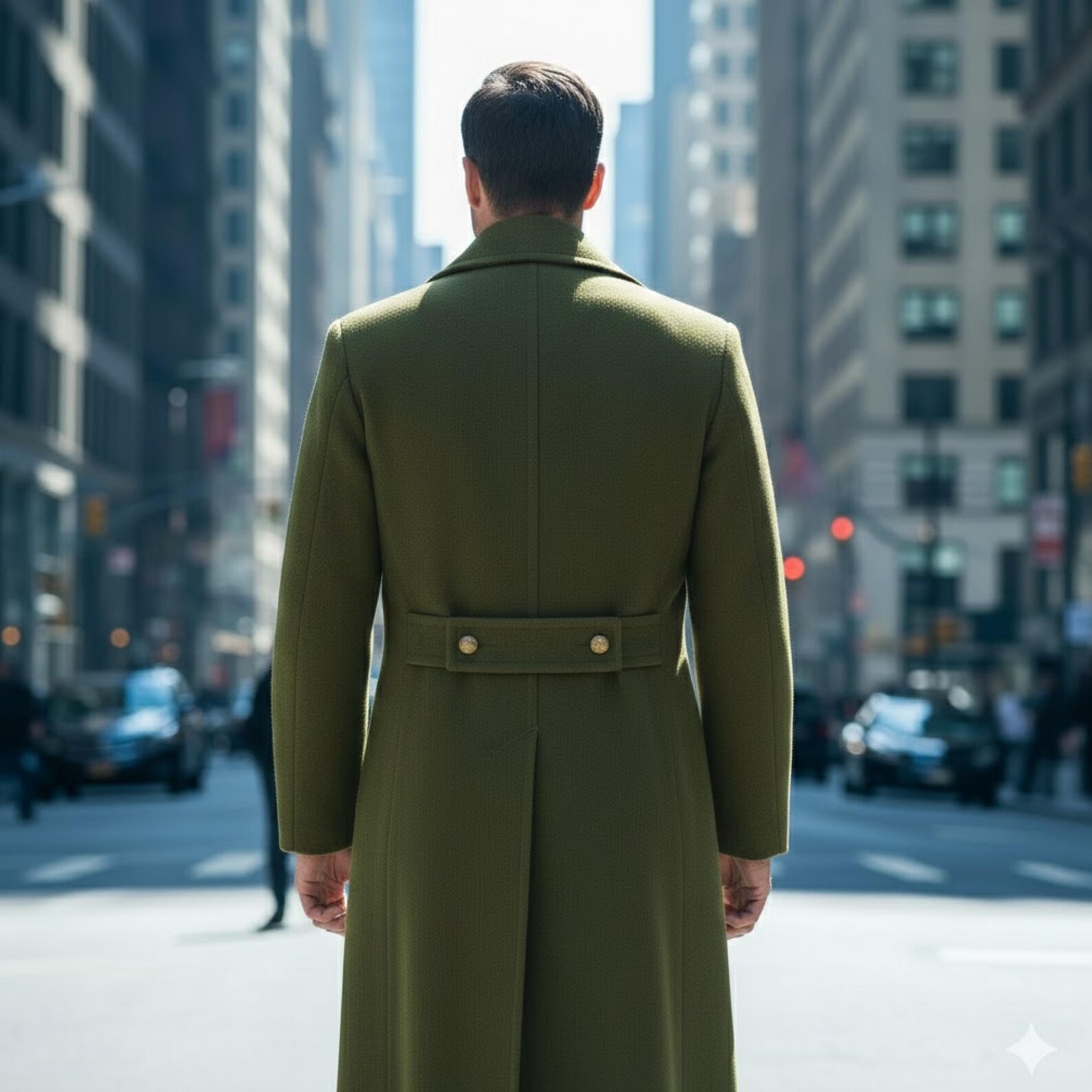 Men’s Olive Green Military Greatcoat | Full-length Double-breasted Wool ...