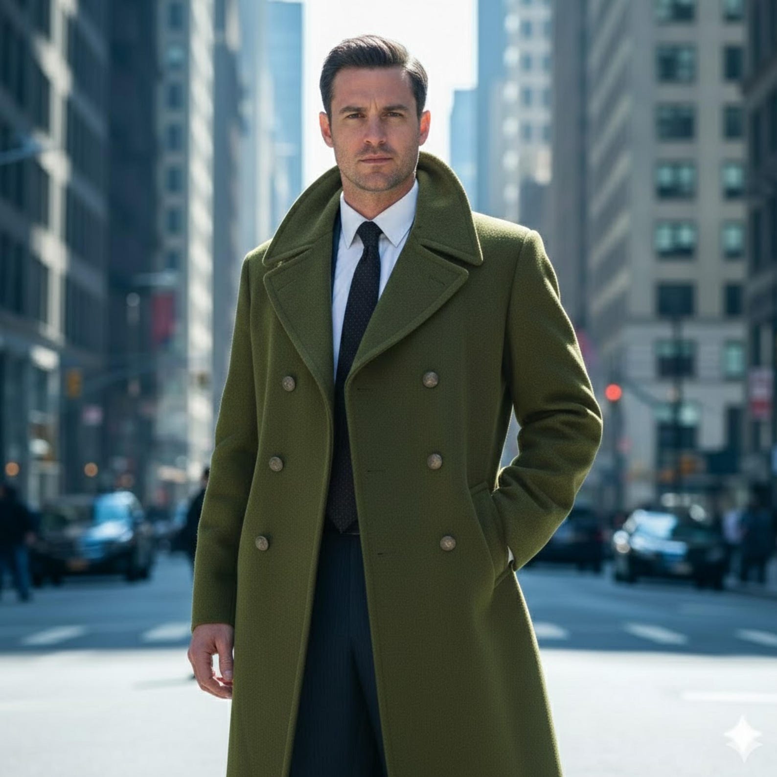 Men’s Olive Green Military Greatcoat | Full-length Double-breasted Wool ...