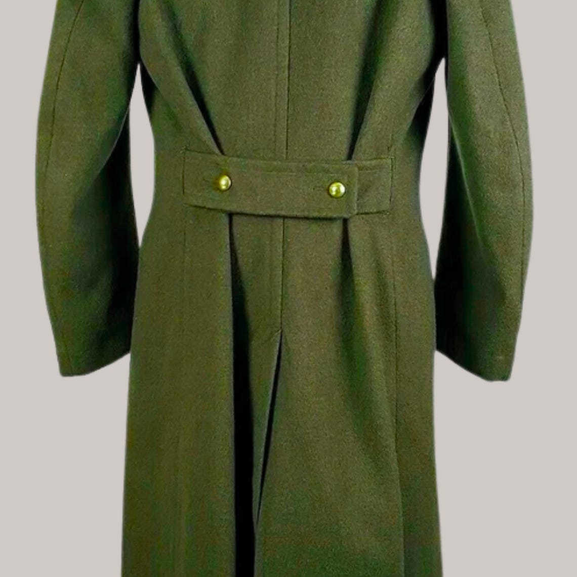 Men’s Olive Green Military Greatcoat | Full-length Double-breasted Wool ...