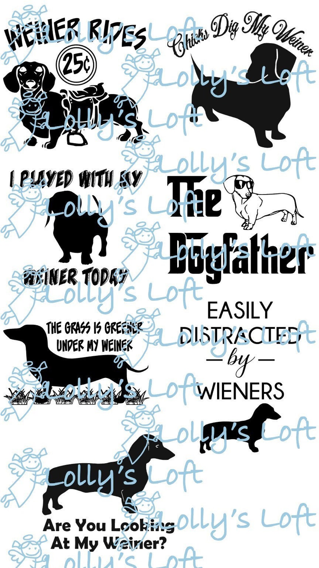 Weiner Dog Bundle (7 Versions) SVG Cut File for Silhouette - Etsy