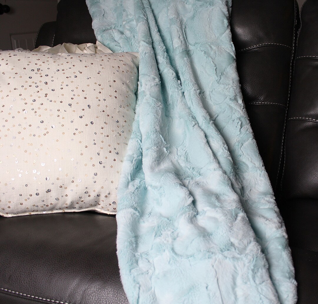 Minky Blanket, Faux Fur Throw, Aqua Throw, Soft Throw, Blue Throw, Faux ...
