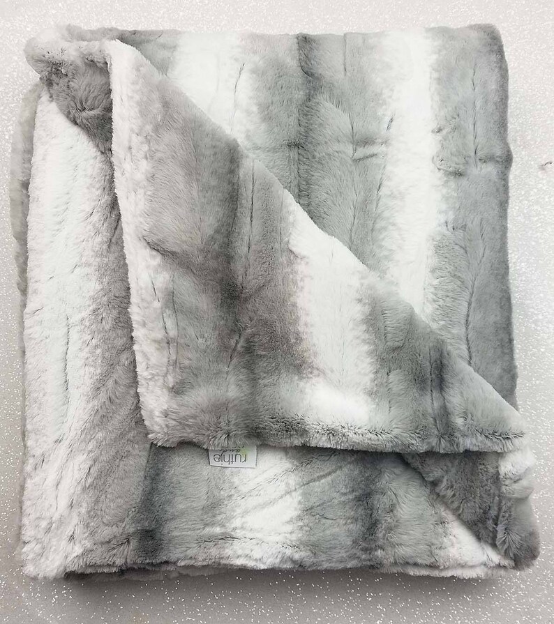 Minky Blanket Angora Platinum Neutral Throw Faux Fur Soft - Etsy