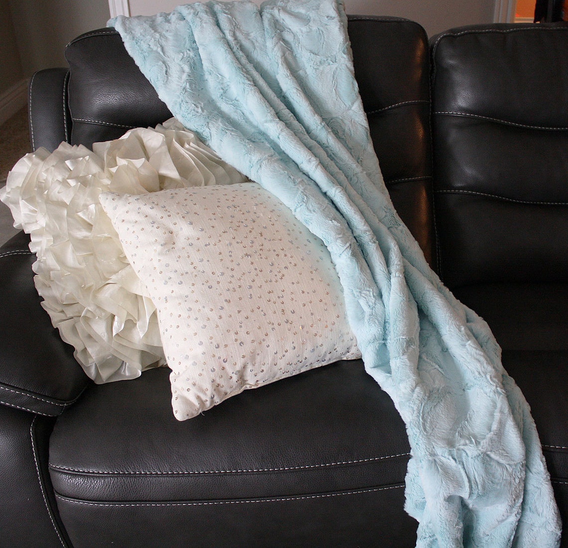 Minky Blanket Faux Fur Throw Seaglass Hide Ocean Water - Etsy