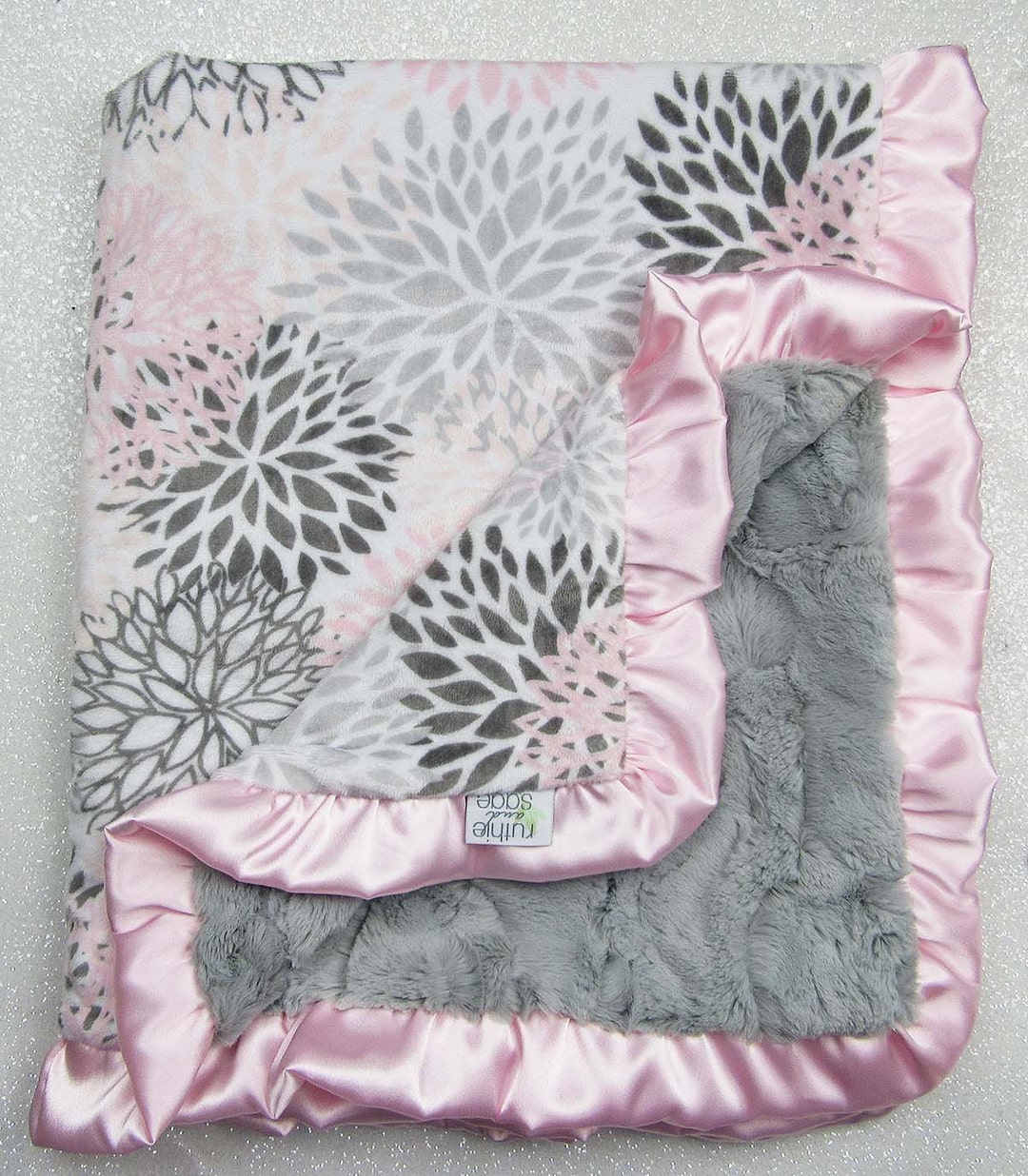 Minky Blanket, Baby Girl Blanket, Baby Gift, Floral Blanket, Pink and ...