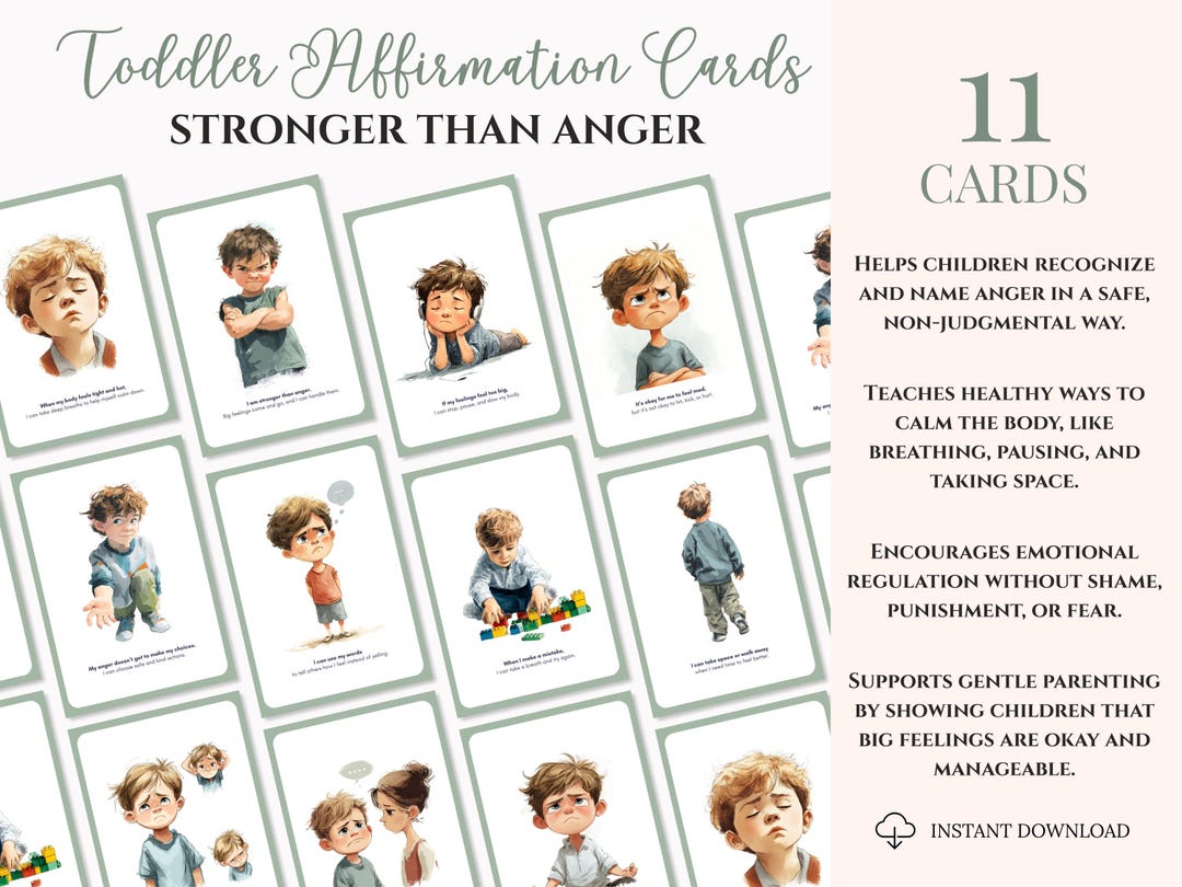 Toddler Anger Management Affirmation Cards, Emotional Regulation ...