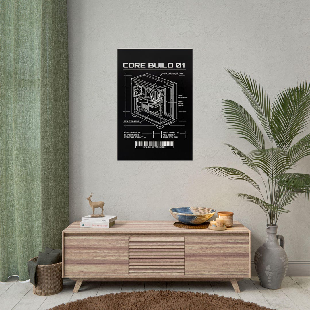 Core Build 01 Poster | PC Case Blueprint Rolled Poster - Etsy