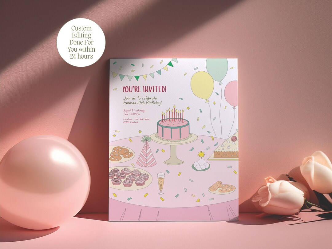 Personalised Double Digit Birthday Invitation | Milestone Celebration ...