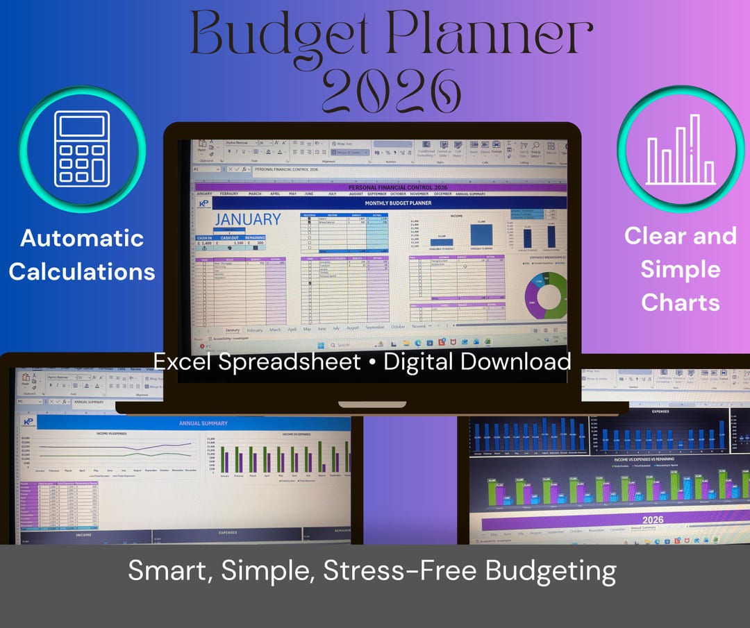 2026 Budget Planner Excel | Digital Budget Spreadsheet | Digital Budget ...