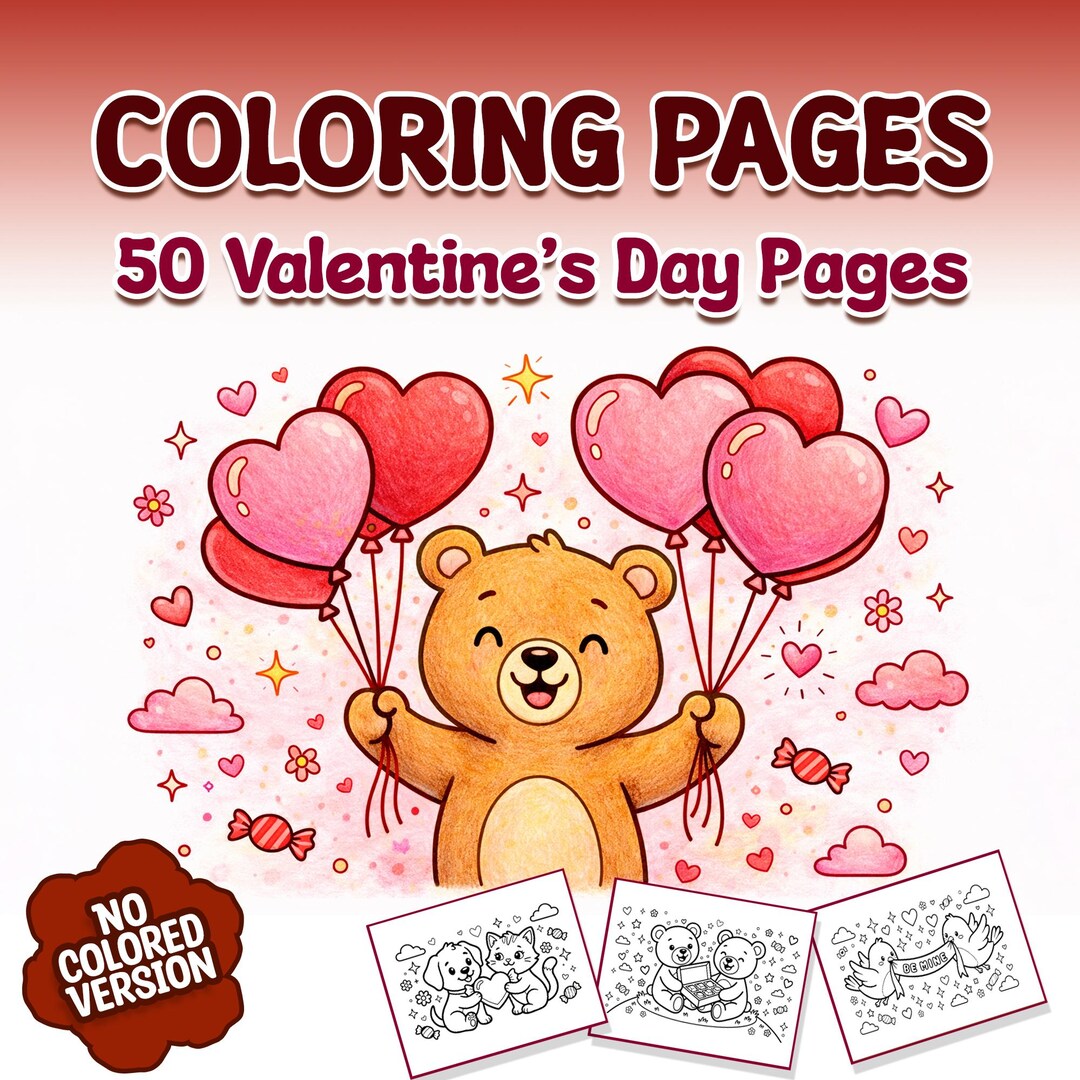 Valentine's Coloring Pages, Classroom Valentines Printable Coloring ...