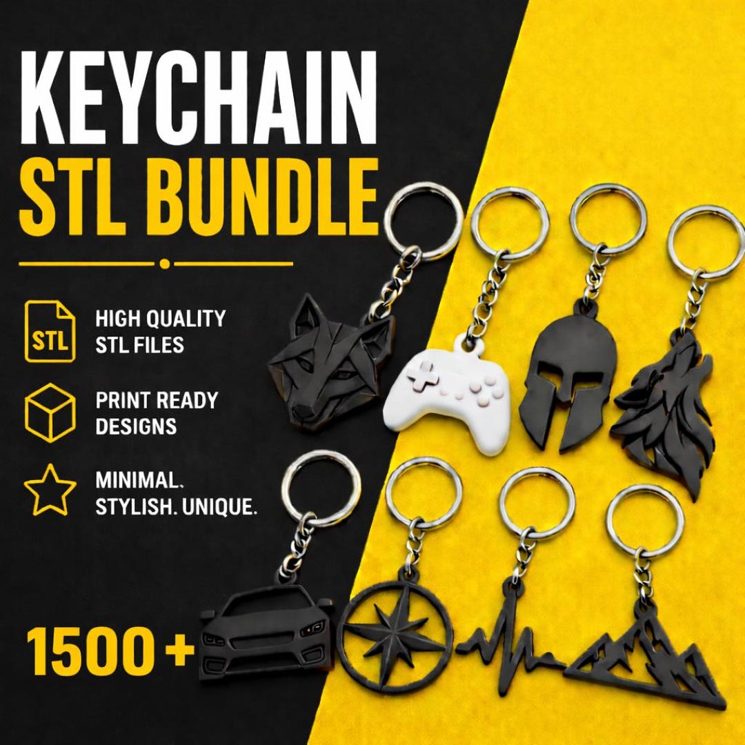 1500+ Keychain STL Bundle | 3D Print Keychain Files | Commercial Use ...