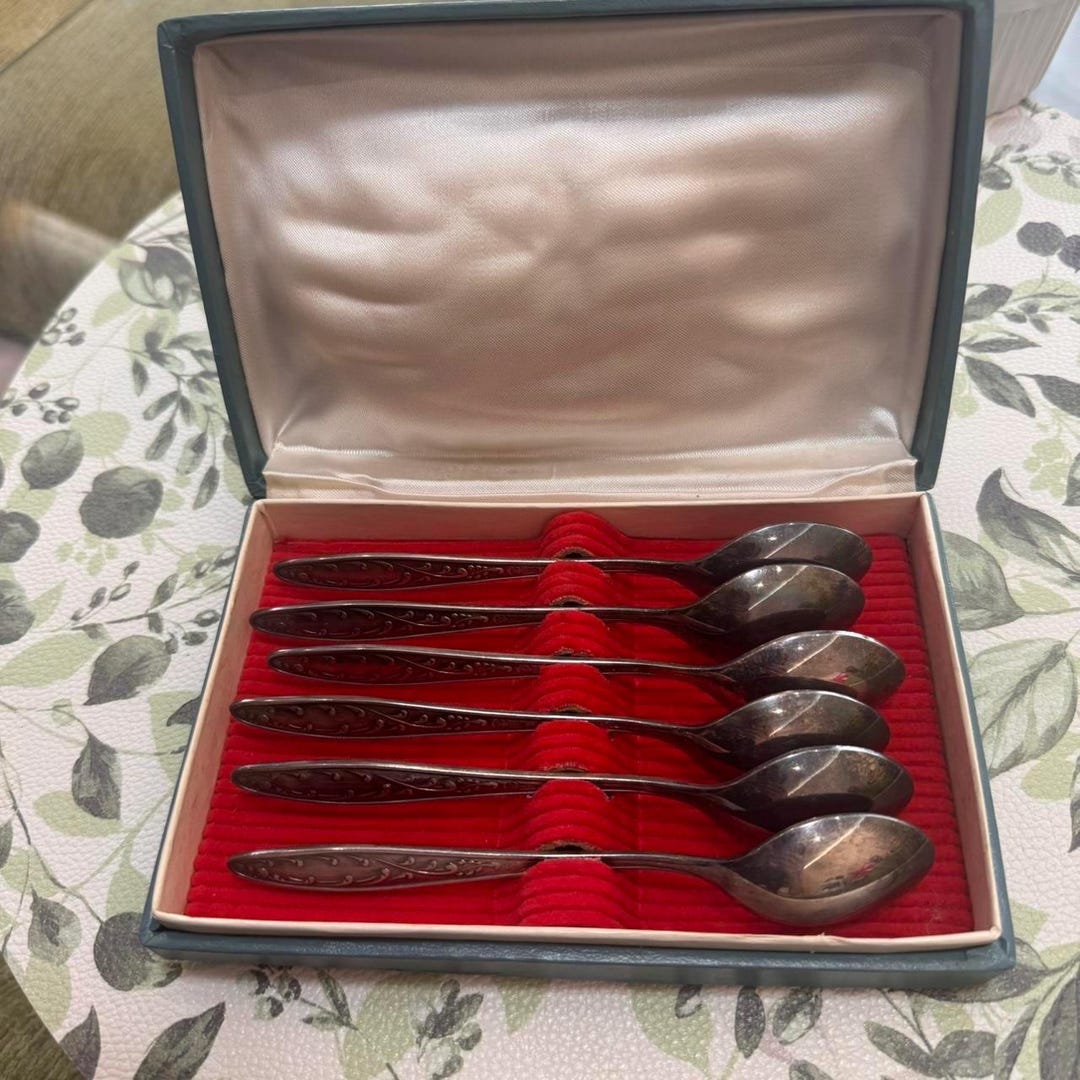Soviet Vintage Dessert Tea Spoons Set of 6 Cupronickel Melchior USSR 5. ...