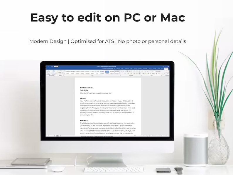 Career Change UK CV Template | Editable Word & Google Docs | Modern ATS ...