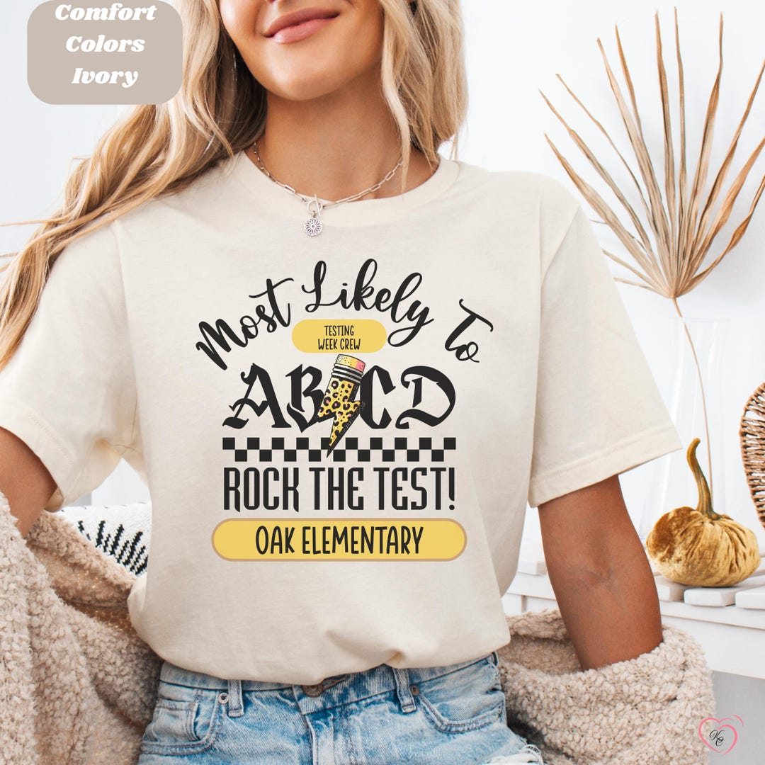 Retro Most Likely to Rock the Test ABCD Custom Comfort Colors Tshirt ...