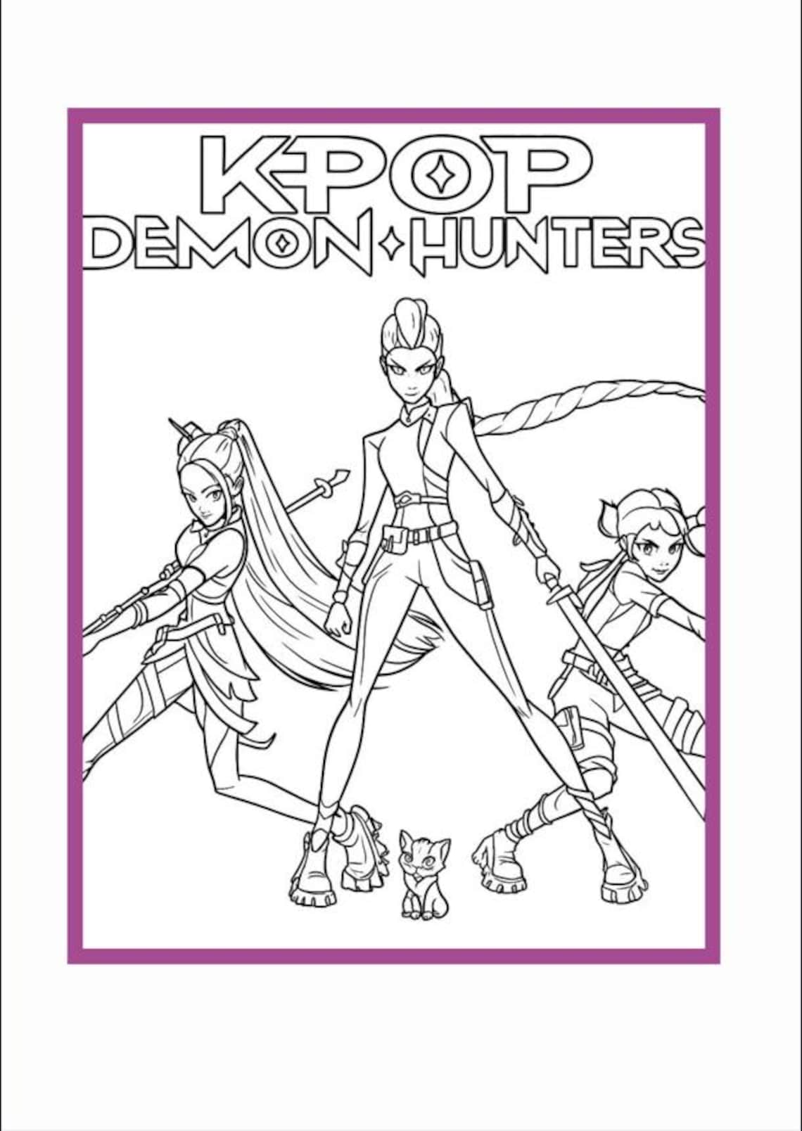 K Pop Demon Hunters Colouring Sheets - Etsy