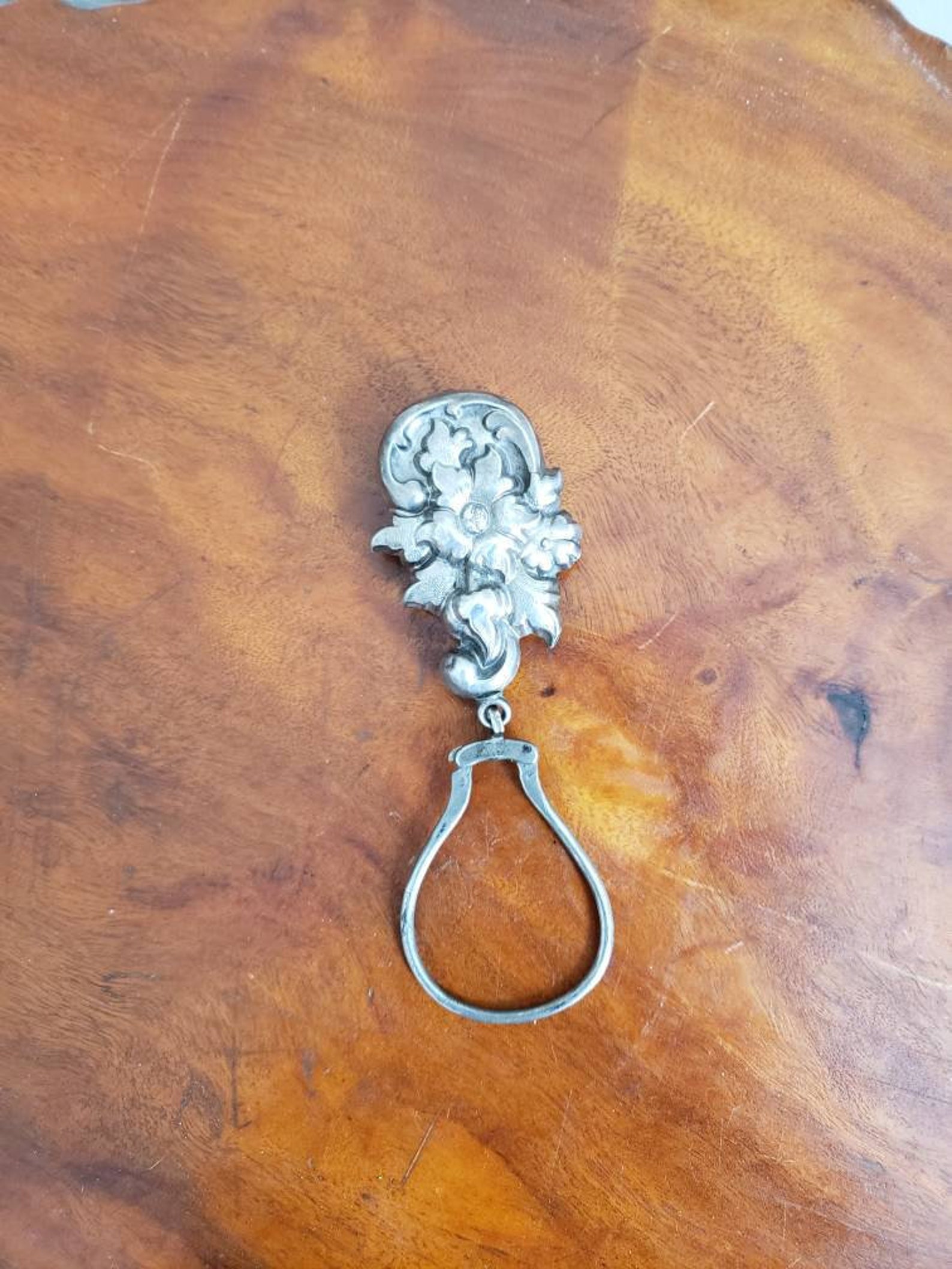 antique-key-ring-with-silver-hollow-art-nouveau-floral-belt-etsy