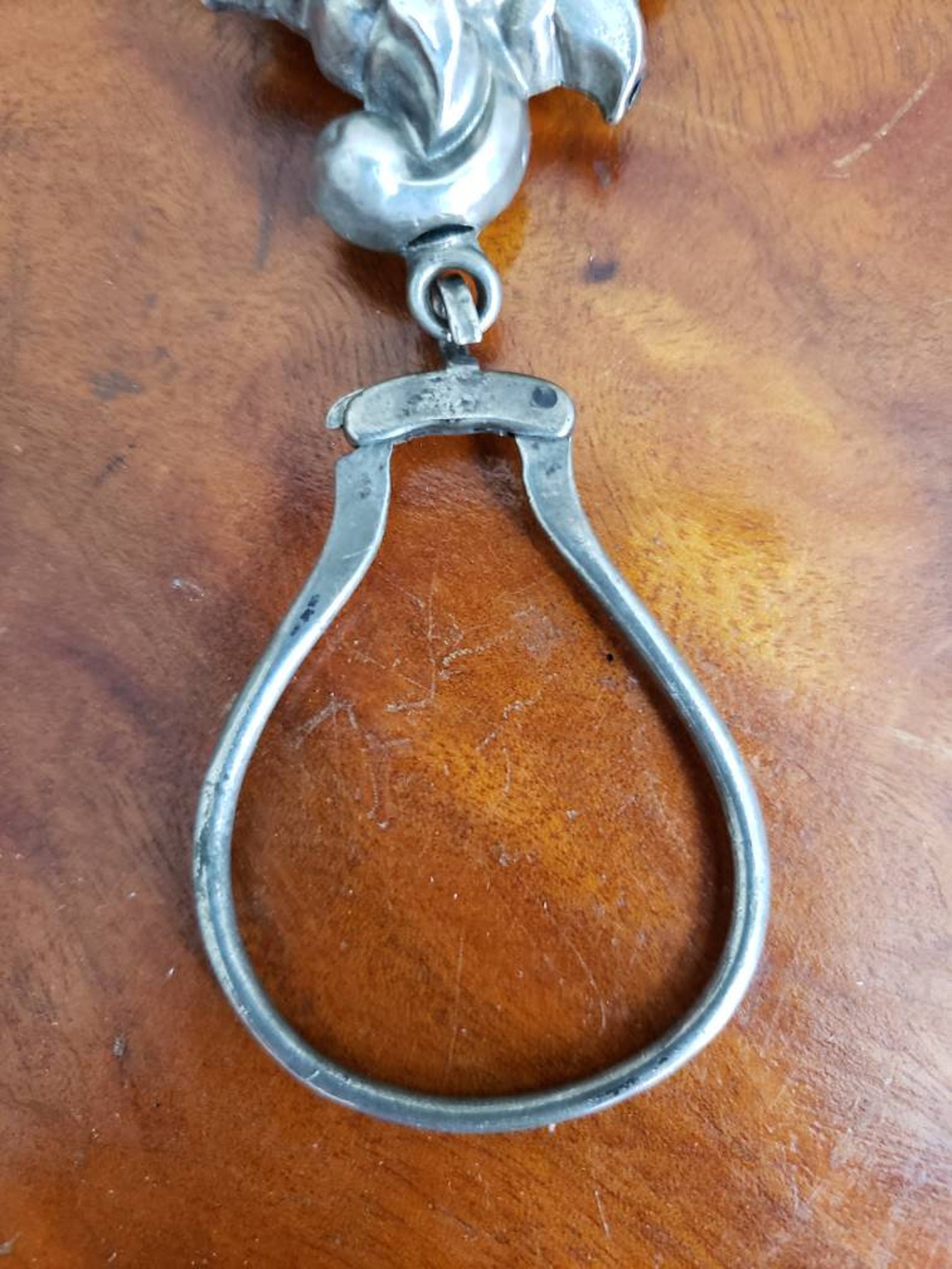 antique-key-ring-with-silver-hollow-art-nouveau-floral-belt-etsy