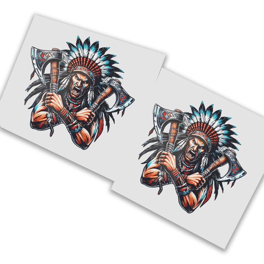 Apache Indian Tomahawk Warrior Vinyl Decals Sticker Graphics X 2 Pcs ...