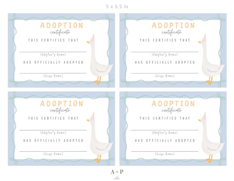 Editable | Adopt A Silly Goose | Sign | Certificate - Etsy