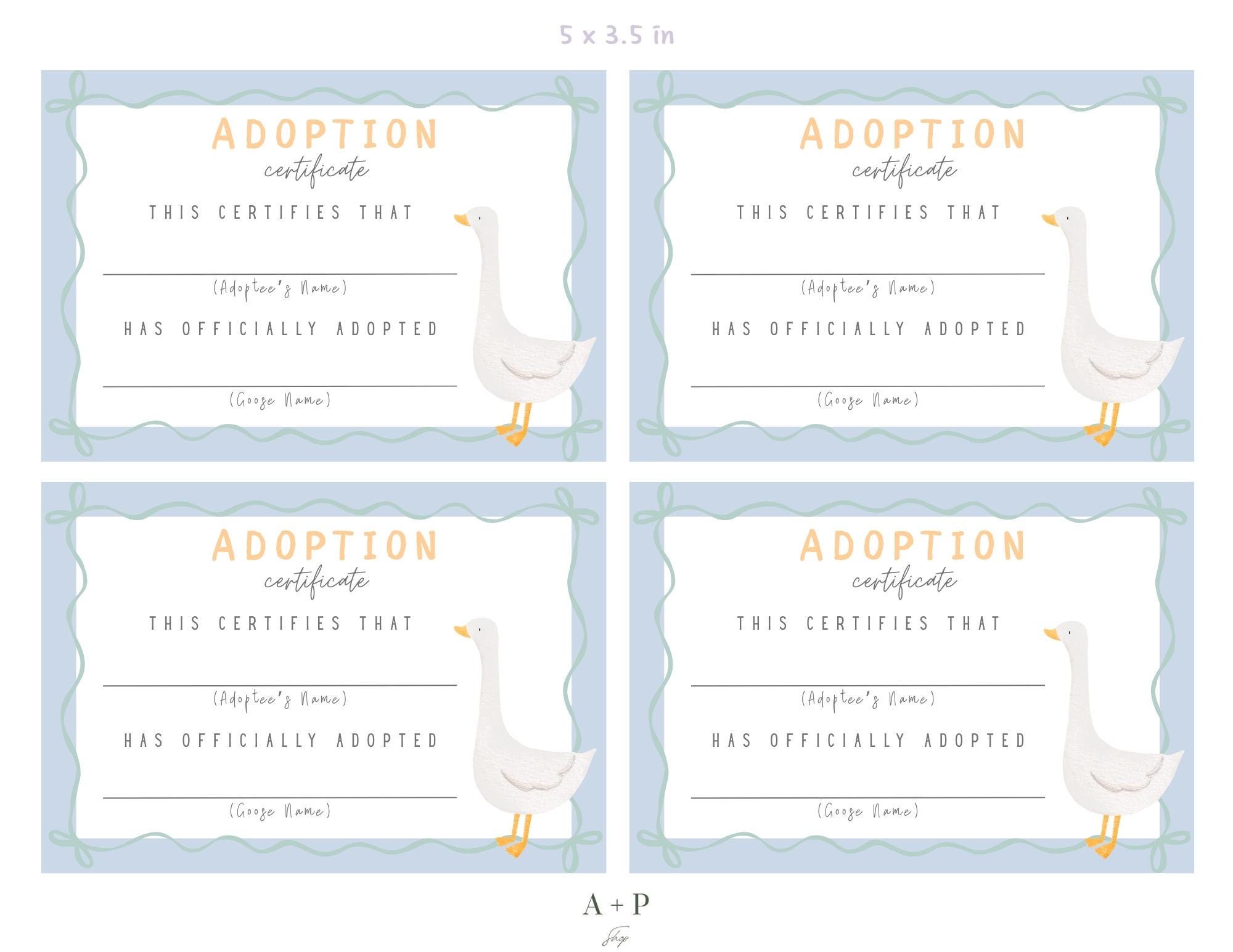 Editable | Adopt A Silly Goose | Sign | Certificate - Etsy