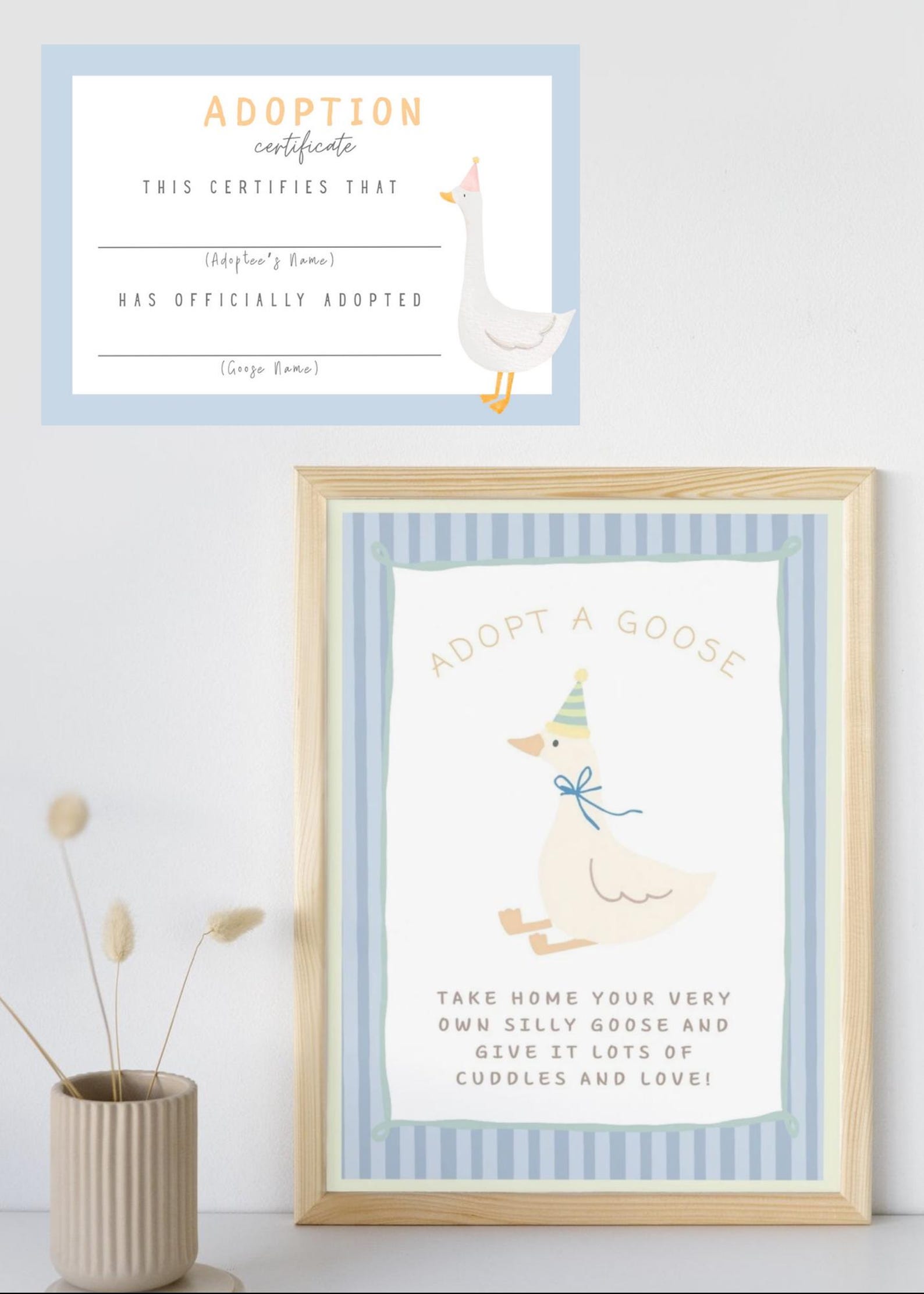 Editable | Adopt A Silly Goose | Sign | Certificate - Etsy