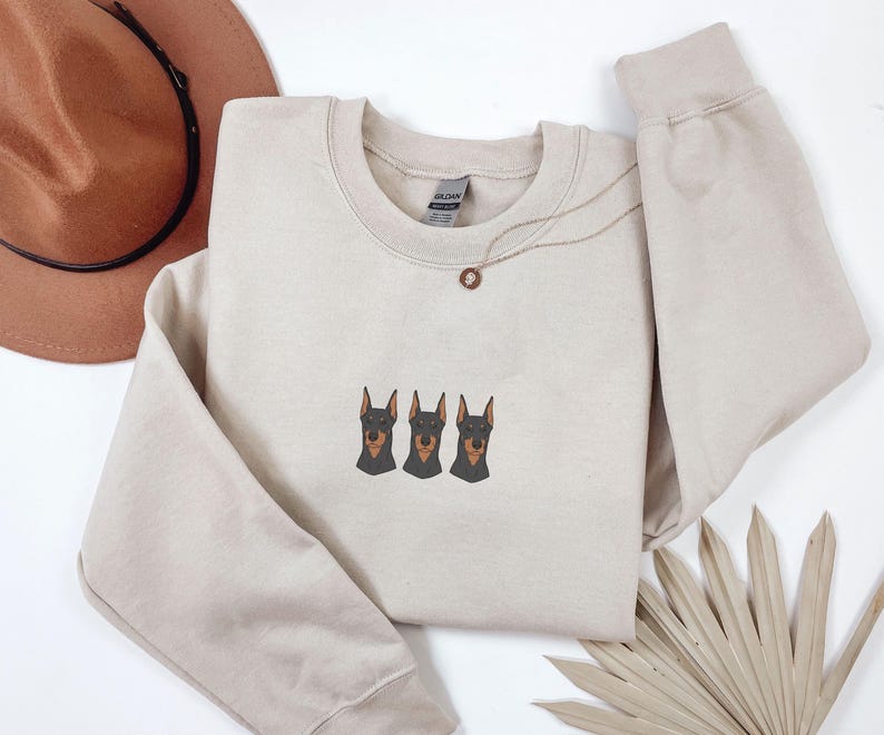 Doberman Dog Illustration Sweatshirt | Doberman Portrait Crewneck ...