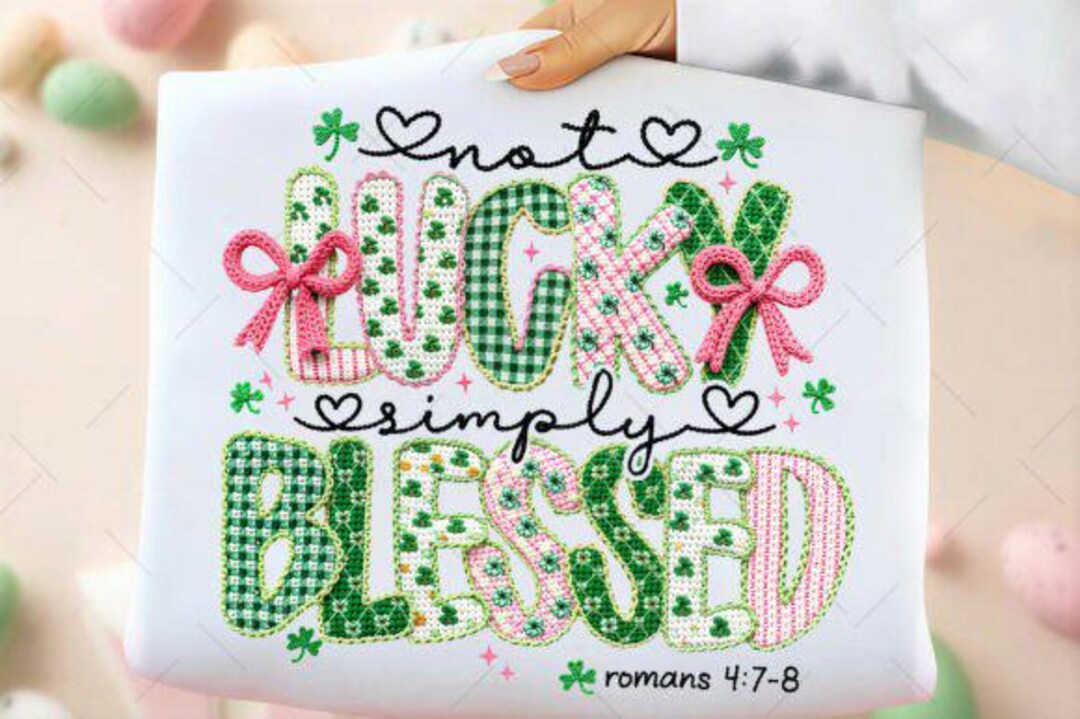 Faux Yarn St Patrick's Day Lucky Blessed Ready to Press DTF Design - Etsy
