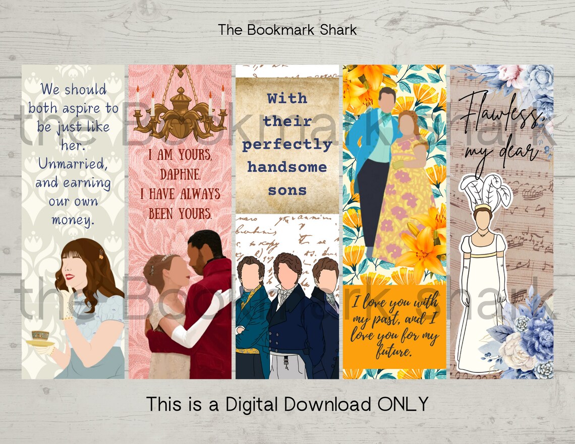 10 Printable Bookmarks Bridgerton Digital Download Instant Download ...
