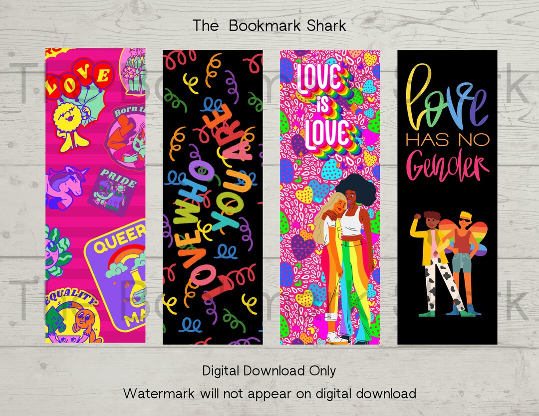 Digital Bookmarks LGBTQ Pride Gift for Book Lovers Bookmarks Rainbow ...
