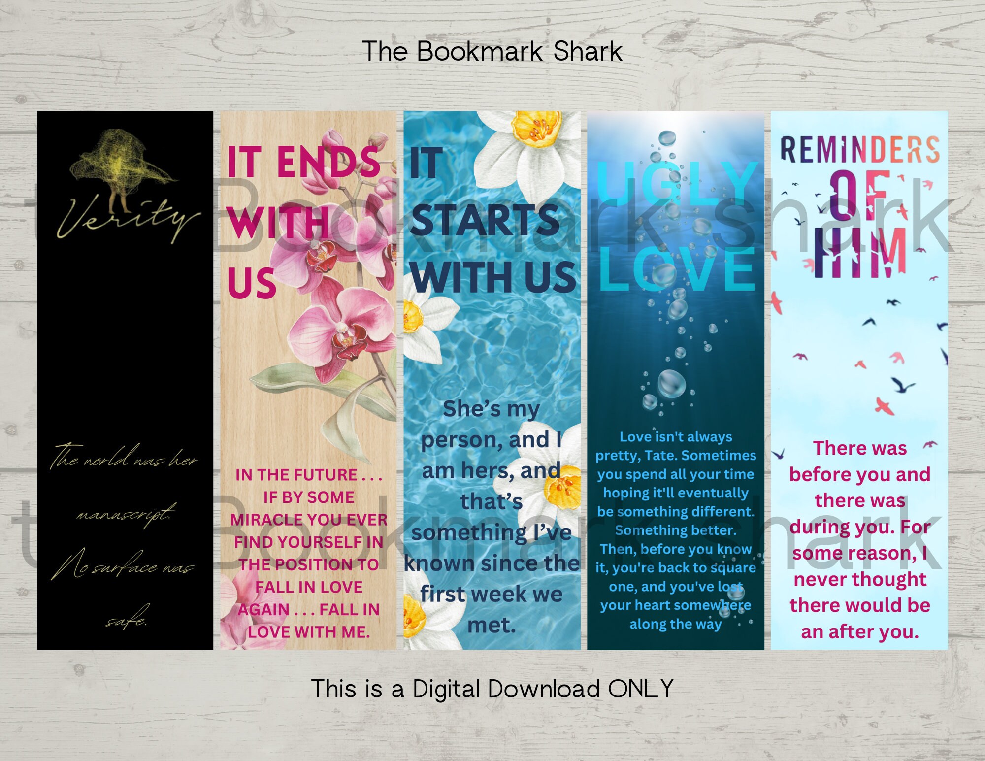 10 Printable Bookmarks Verity | Colleen Hoover Digital Download ...