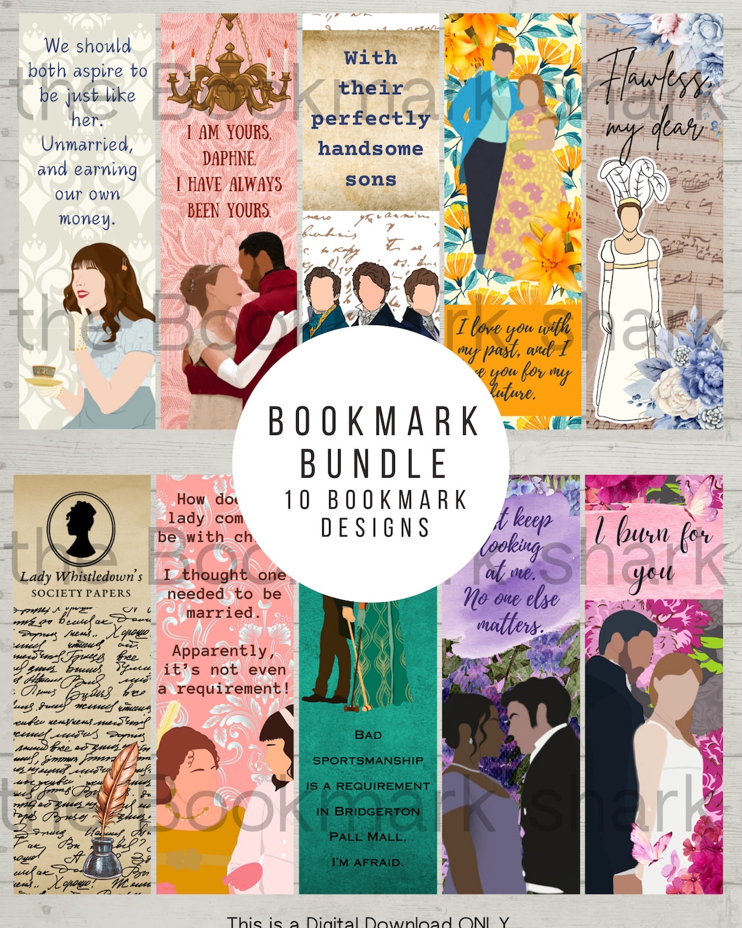10 Printable Bookmarks Bridgerton | Digital Download | Instant Download ...