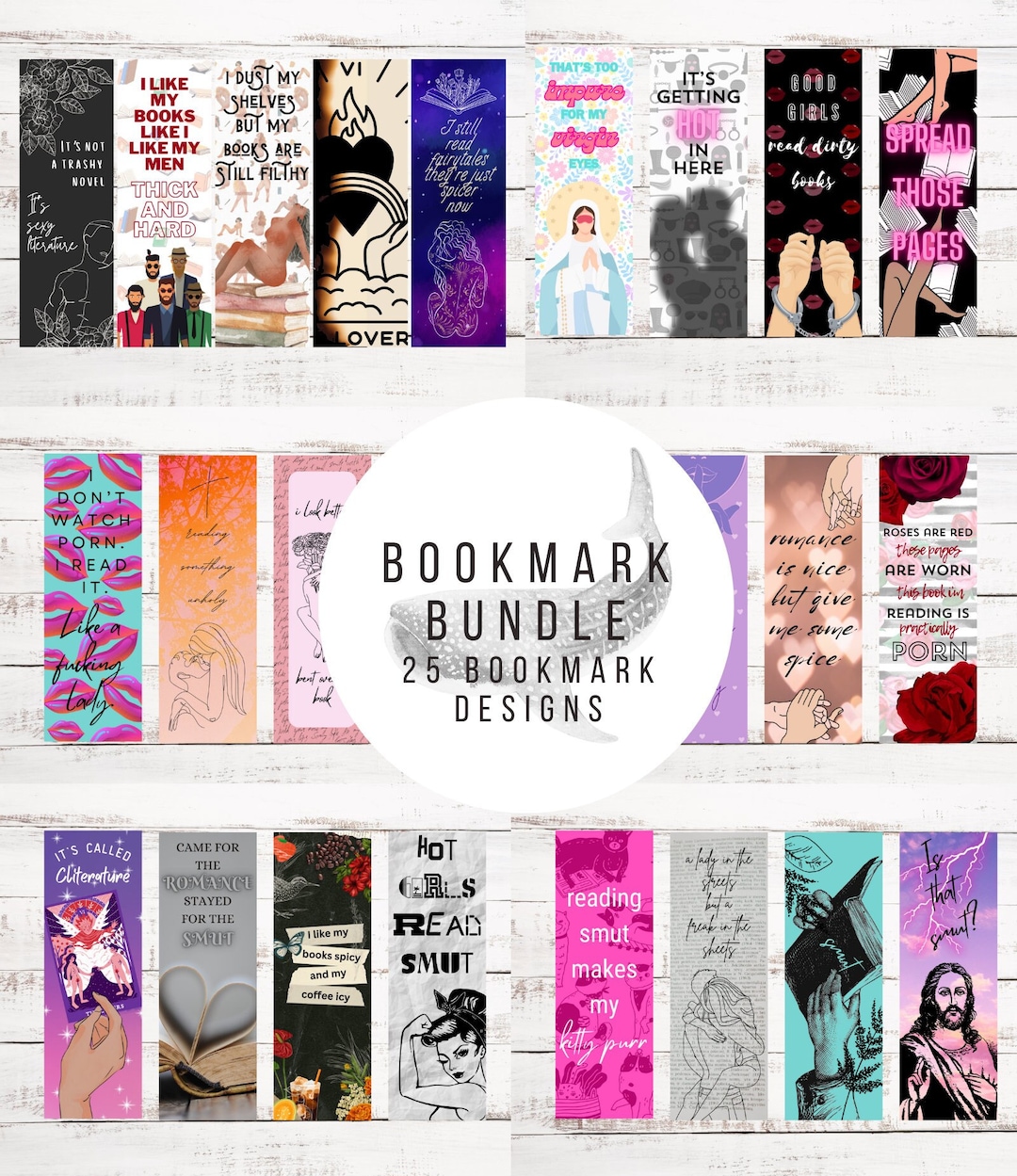 Romantic Bookmark Set - 25 Designs | Perfect for Smut Readers and Book ...