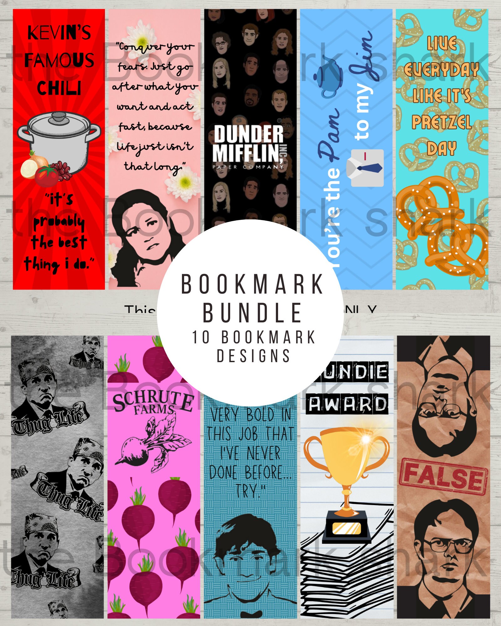 10 Printable Bookmarks the Office | Digital Download | Instant Download ...