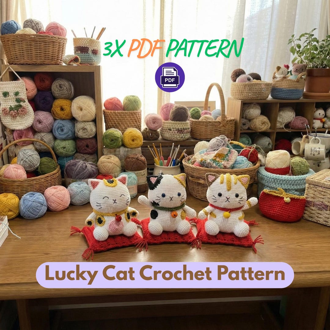 Lucky Cat Crochet Pattern PDF, 3in1 Amigurumi Pattern - Etsy
