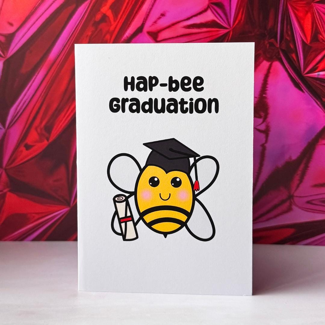 Happy Graduation Bumble Bee Card - Hap-bee Graduation - A6 Cute ...