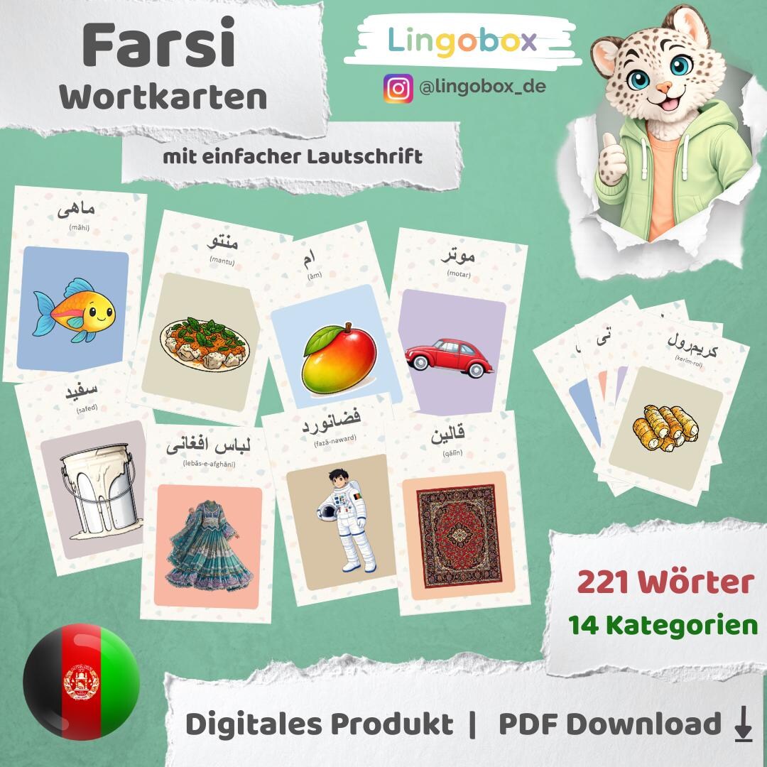 Farsi Dari Word Cards, Flashcards, Printable Flashcards, First 221 ...