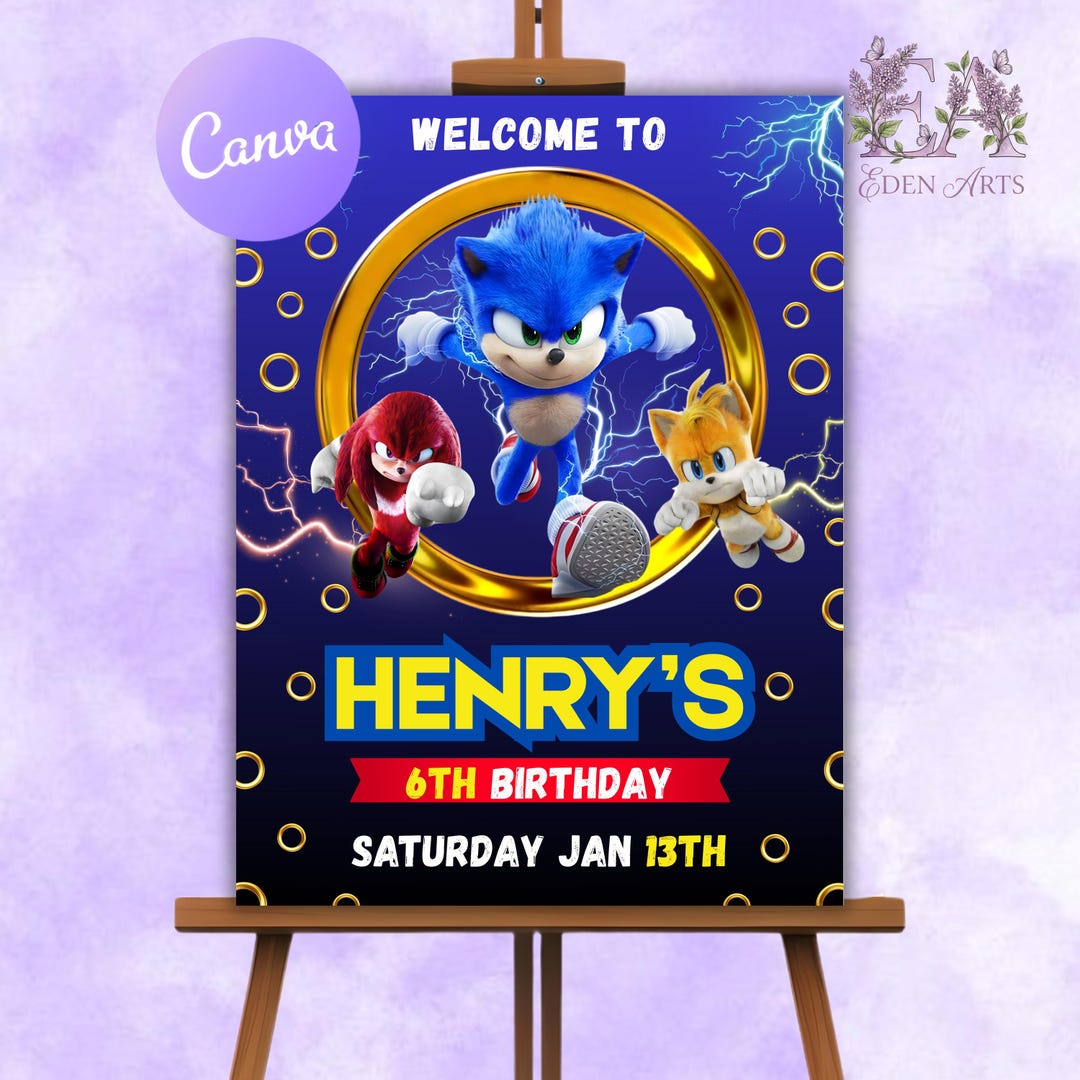Editable Sonic the Hedgehog Welcome Sign Template Printable Sonic ...