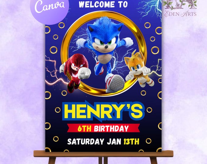 Sonic Personalized With Photo Digital Welcome Sign - Sonic Birthday ...