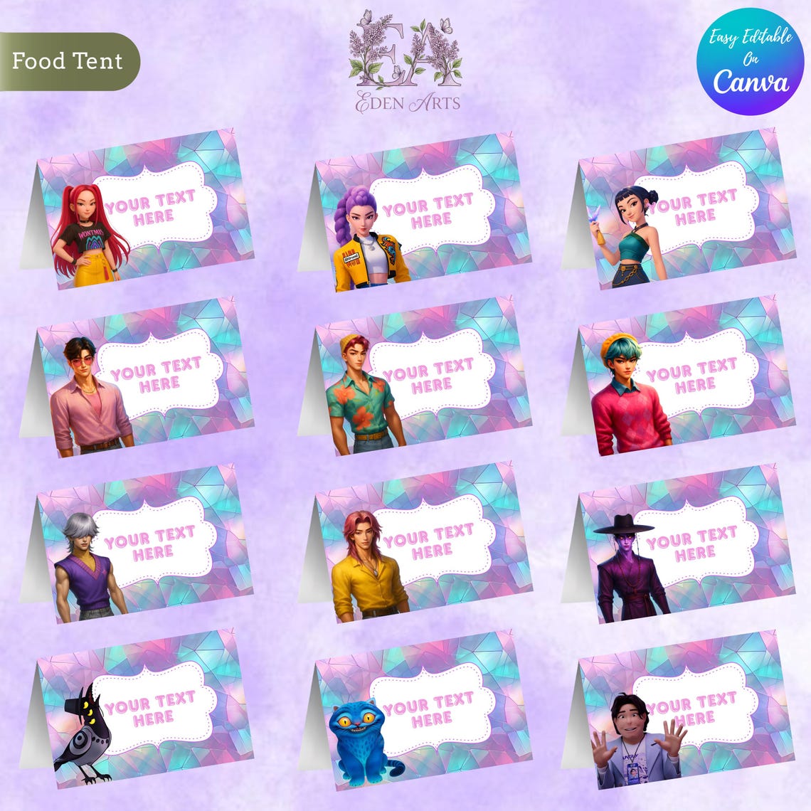 12 Kpop Demon Hunter Food Labels Huntrix Editable Birthday Food Tents ...
