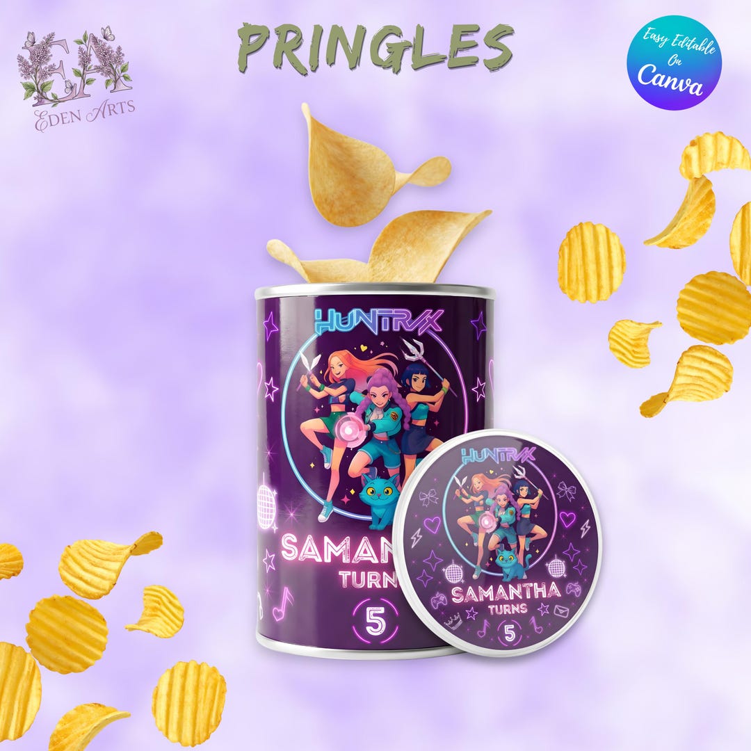 KPOP Demon Hunters Pringles Label, Editable Chip Can Wrapper (digital ...